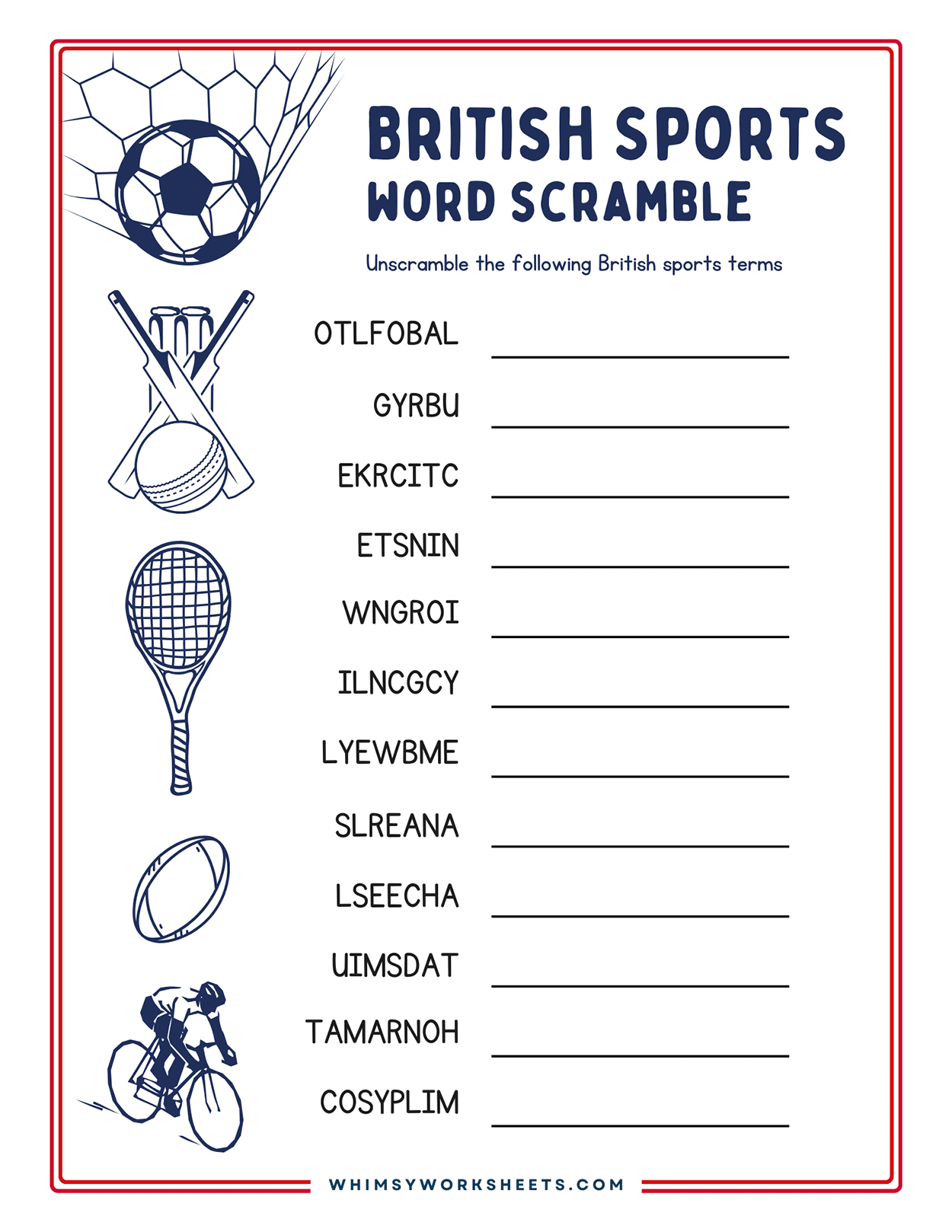 London Word Scramble [Themed] • Whimsy Worksheets