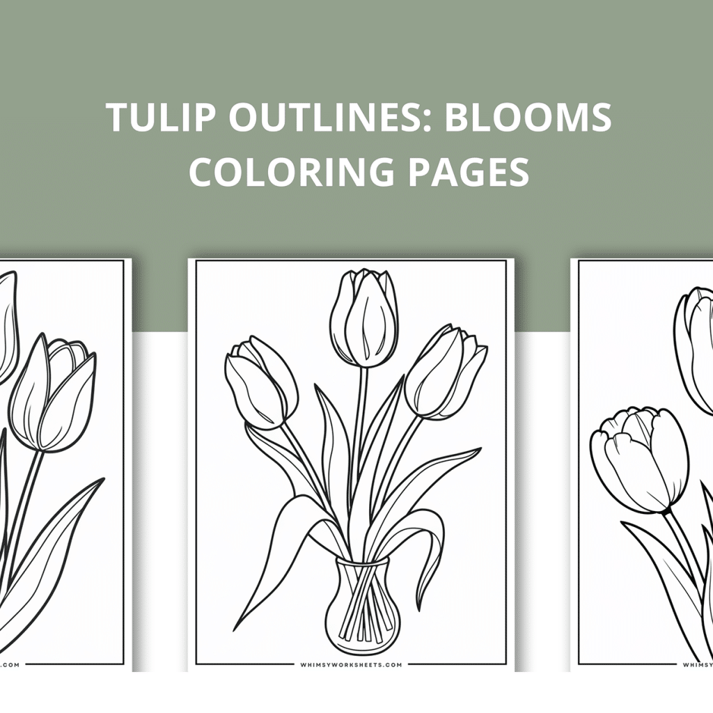 Tulip Outline Coloring Pages: Blooms • Whimsy Worksheets