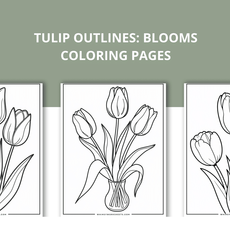 Tulip Outline Coloring Pages: Blooms • Whimsy Worksheets