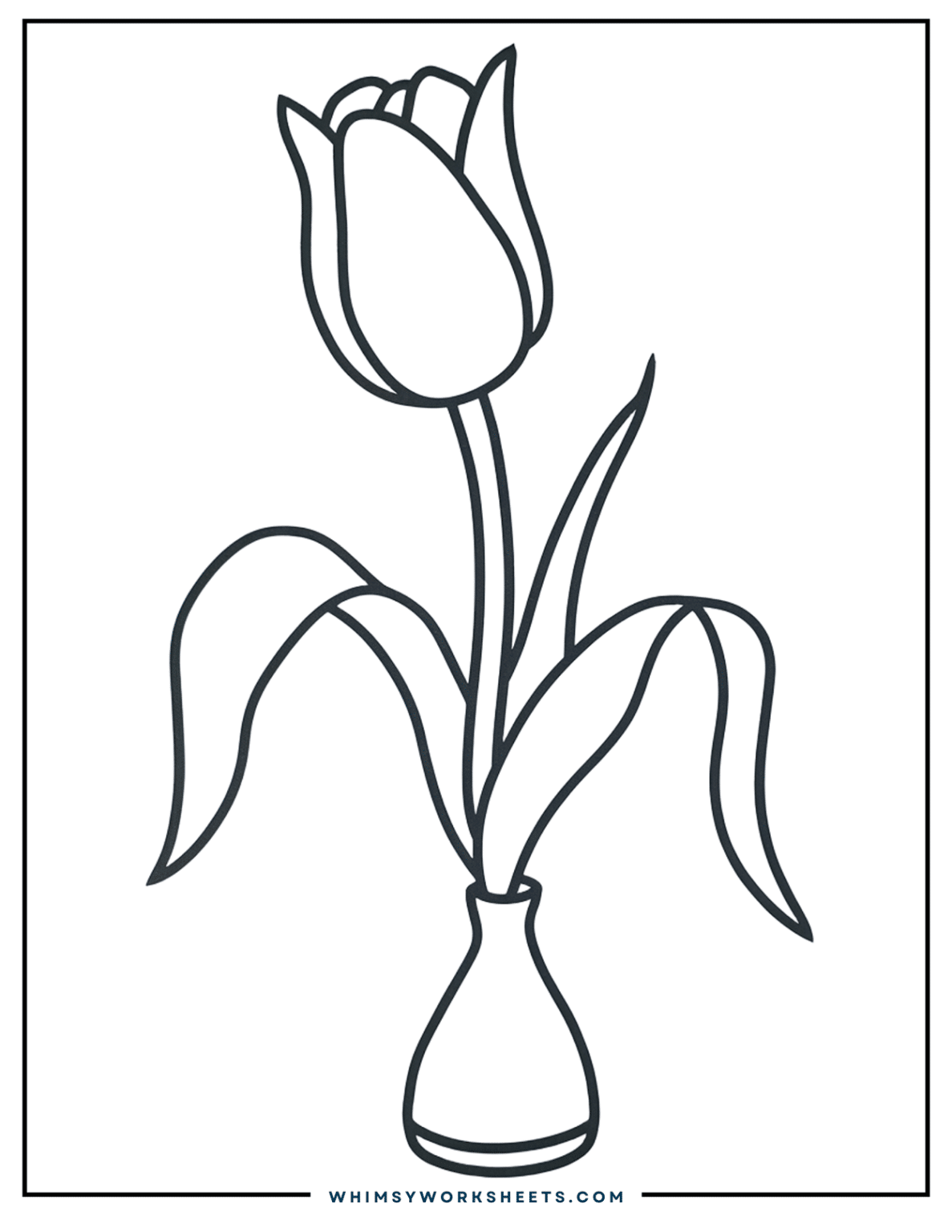 Tulip Outline Coloring Pages: Buds • Whimsy Worksheets