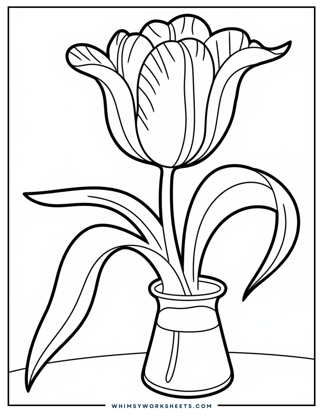 Tulip Outline Coloring Pages: Buds • Whimsy Worksheets