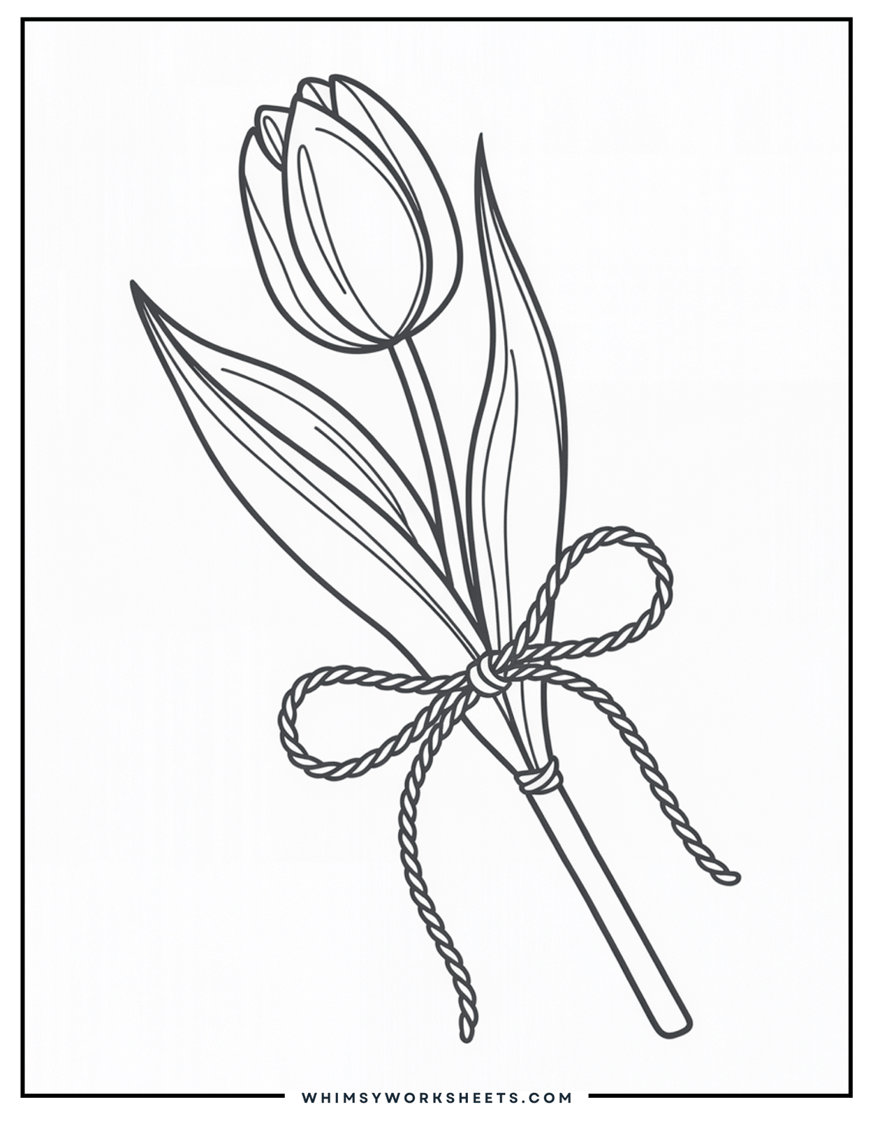 Tulip Outline Coloring Pages: Buds • Whimsy Worksheets