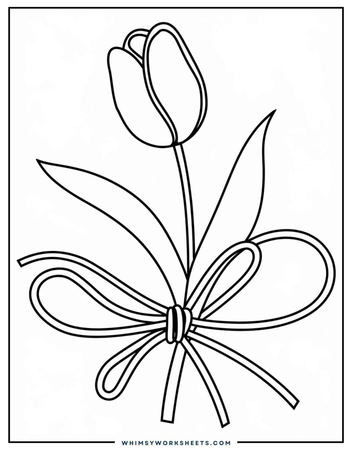 Tulip Outline Coloring Pages: Buds • Whimsy Worksheets