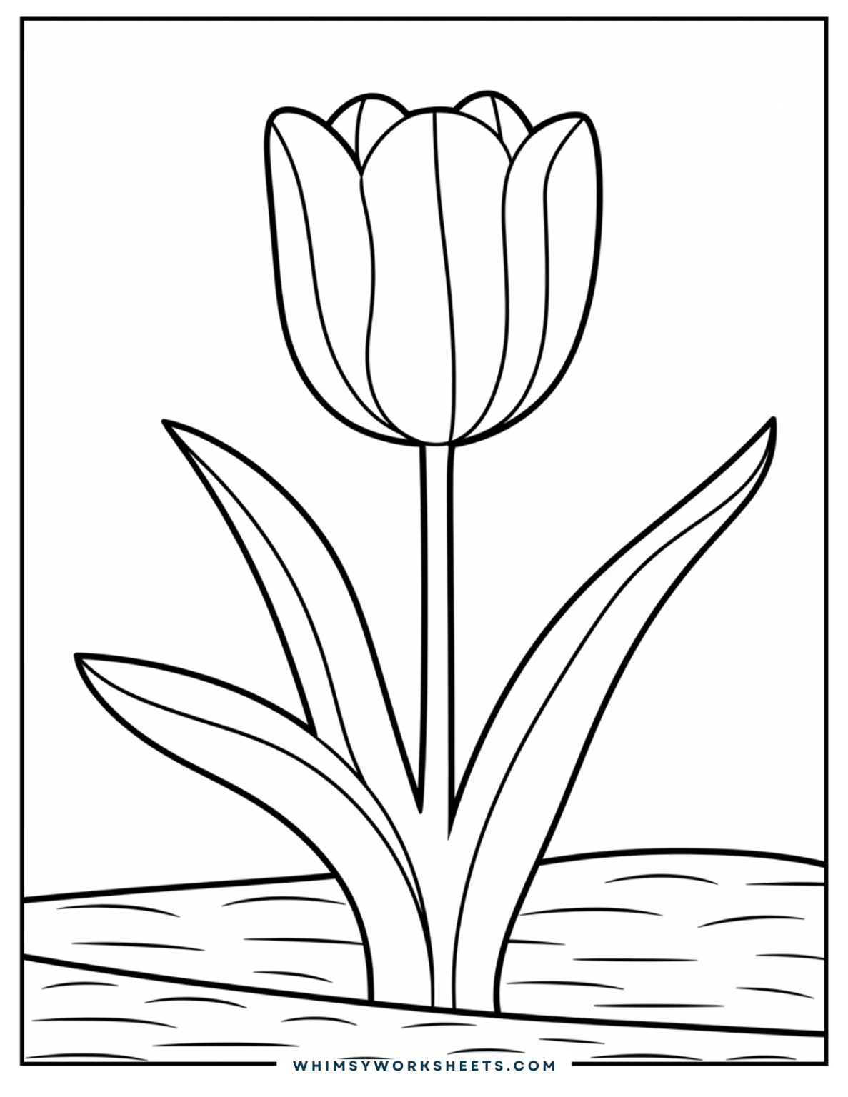 Tulip Outline Coloring Pages: Buds • Whimsy Worksheets