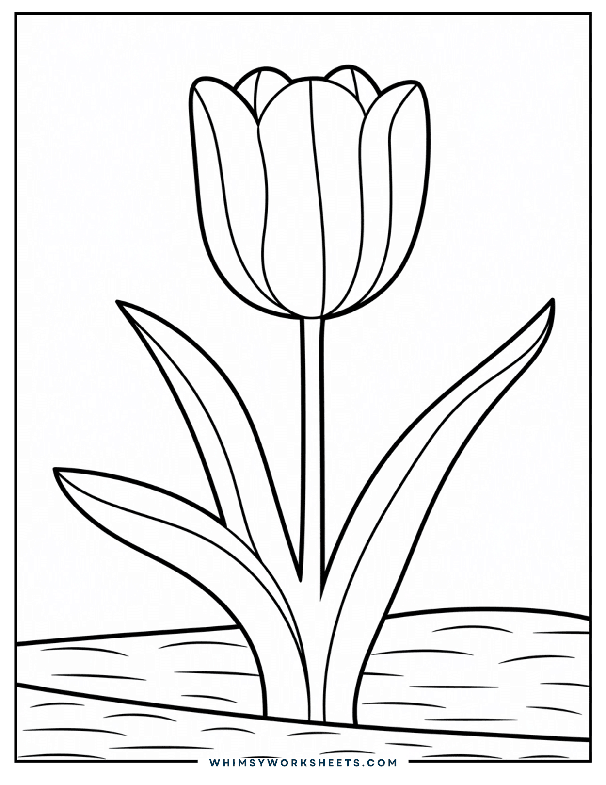 Tulip Outline Coloring Pages: Buds • Whimsy Worksheets