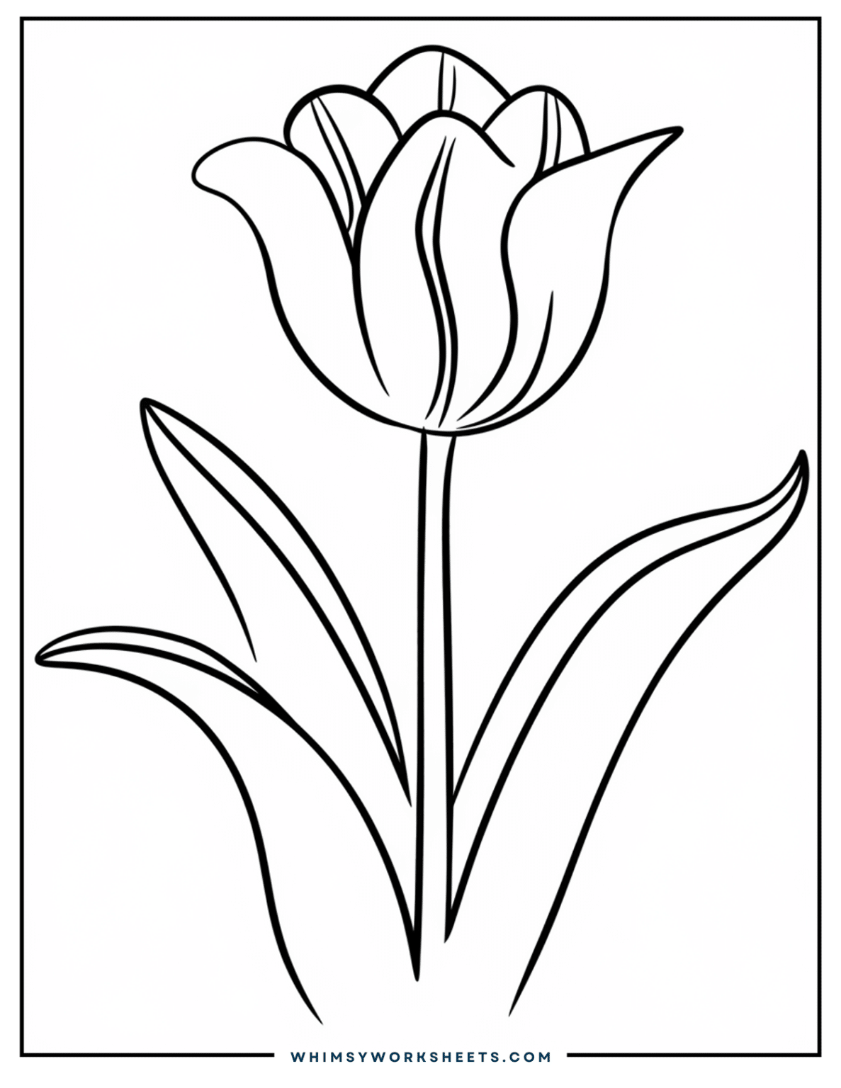 Tulip Outline Coloring Pages: Buds • Whimsy Worksheets