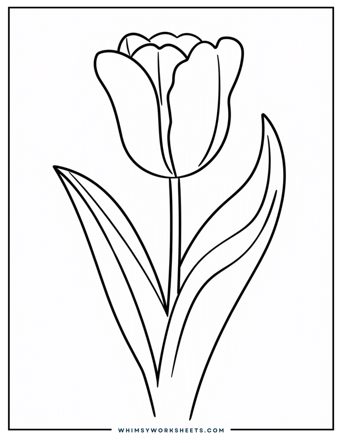 Tulip Outline Coloring Pages: Buds • Whimsy Worksheets