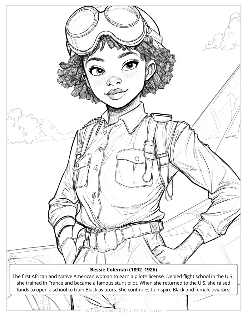 Trailblazing U.S. Women Anime Coloring Pages Set #5 • Whimsy Worksheets