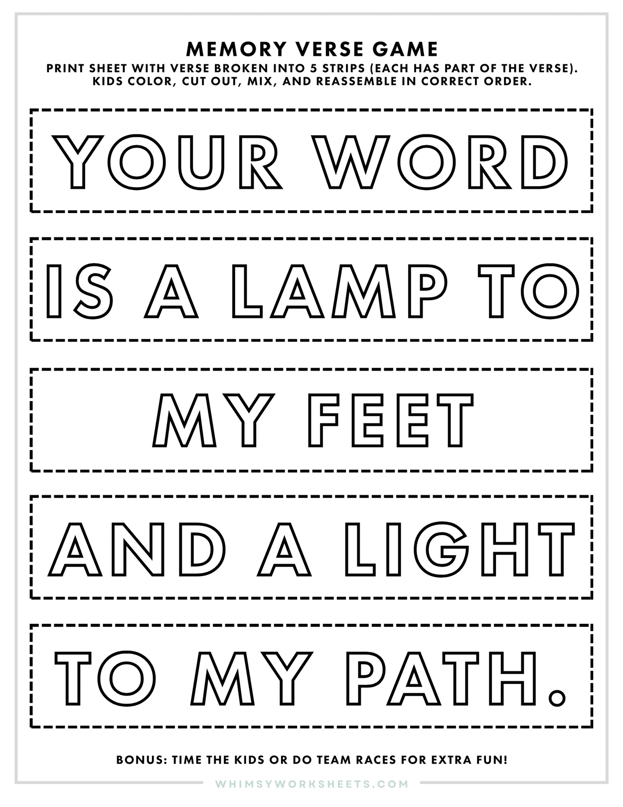 FREE Bible Memory Verse Mini-Kit • Whimsy Worksheets